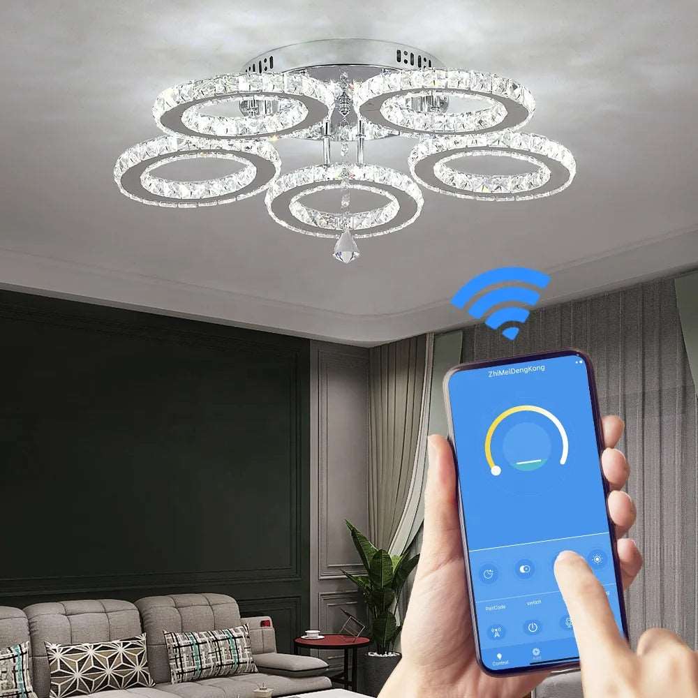 Crystal LED Remote Control Ceiling Lighting for Bedroom Light 45W